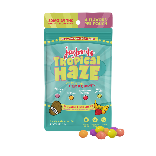 Joy Bombs Tropical Haze | 2.5mg THC Hemp Chews | 20 Gluten-Free Vegan ...