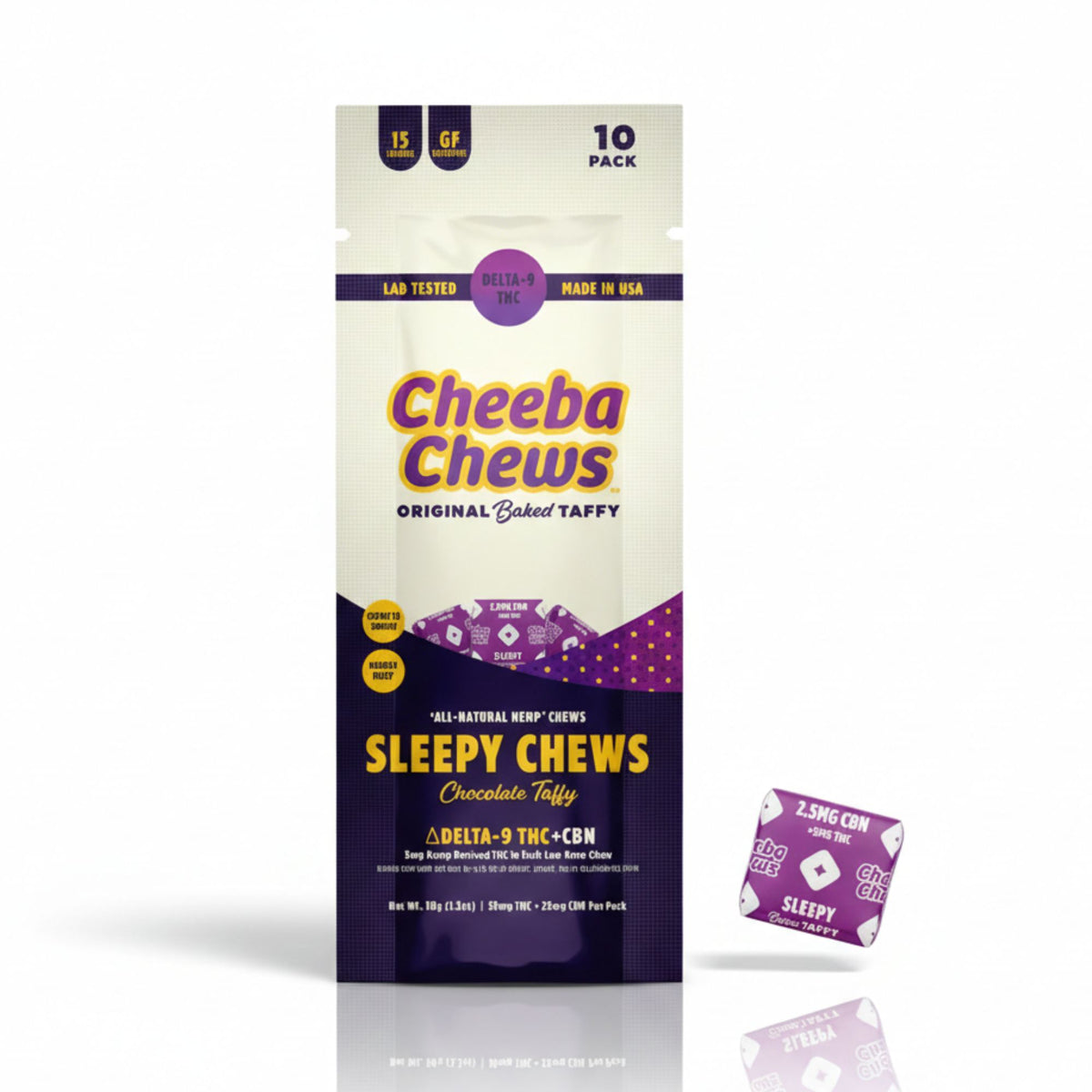 Cheeba Chews Sleepy - 10 Chocolate Taffy Chews | 5mg THC & 2.5mg CBN ...